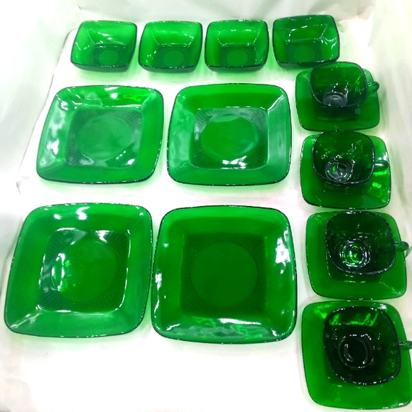 Anchor Hocking | Dining | Anchor Hocking Forest Green Charm Vintage 4 ...